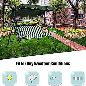 Patio Swing Canopy Waterproof Top Cover Set, Courtland Swing Replacement Awning Canopy Covers for Swing Chair Glider All Weather Protection Outdoor Garden Furniture(Dark Green, Three-seater76.77in)