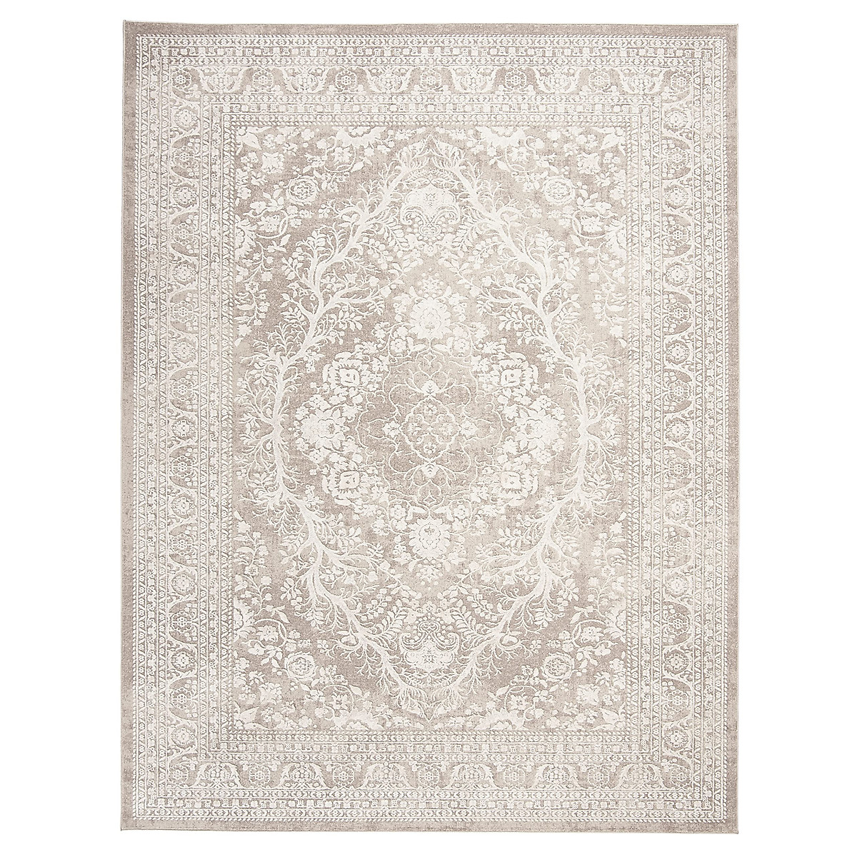 SAFAVIEH Reflection Collection Area Rug - 9' x 12', Beige & Cream, Boho Tribal Distressed Design, Non-Shedding & Easy Care, Ideal for High Traffic Areas in Living Room, Bedroom (RFT668A)