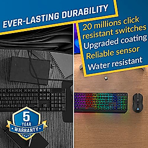 KLIM Blaze & Chroma Wireless Bundle - New 2023 - Wireless Gaming Keyboard and Mouse Combo - Responsive Durable Ergonomic - Backlit Keyboard - RGB Gaming Mouse Wireless - Long-Lasting Built-in Battery
