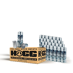 Hogg 16oz Aluminum Cup Case – 25 Packs (500 Units), Recyclable Party Cups for Events and Tailgates