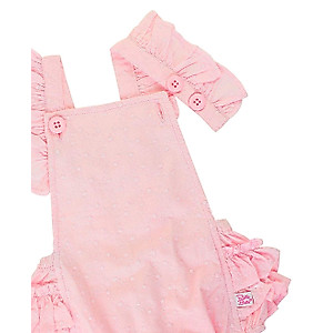 Pink Swiss Dot Flutter Overall Romper - 6-12m