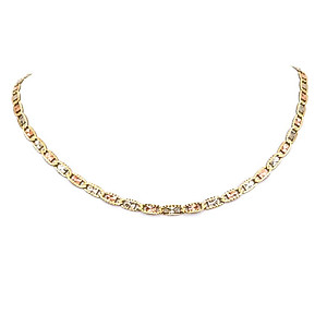 10K Tri Color Yellow, White, Rose Gold Flat Anchor Chain 1.5MM 16" to 24" (24)