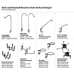 Achla Designs TSW-02 Deck Rail, Adjustable Shepherd's Pole, Black