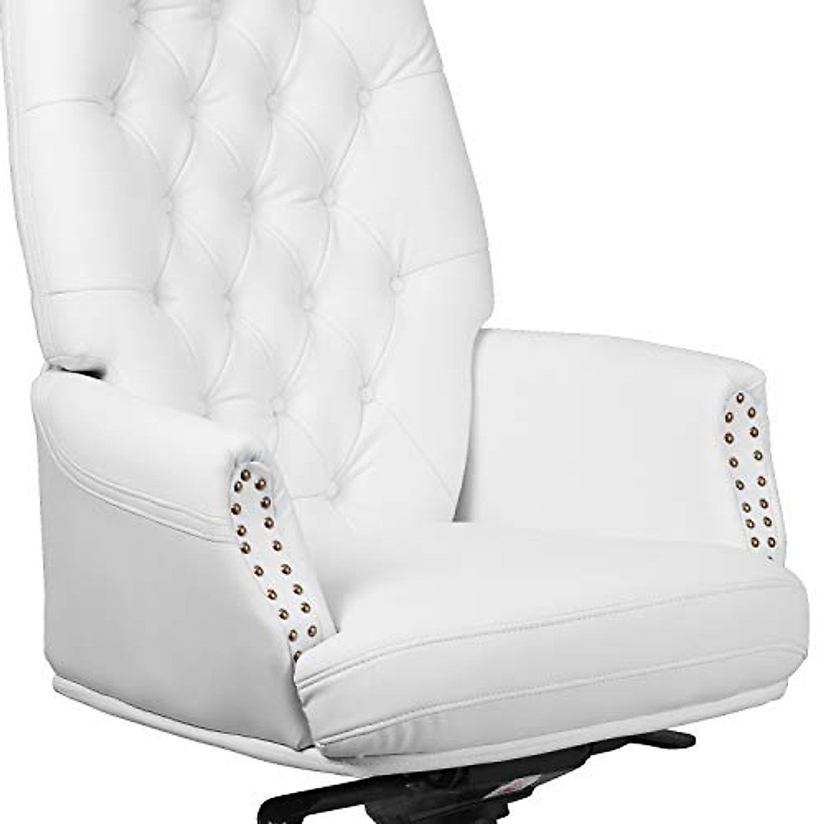 Flash Furniture Hansel High Back Traditional Tufted White LeatherSoft Multifunction Executive Swivel Ergonomic Office Chair with Arms