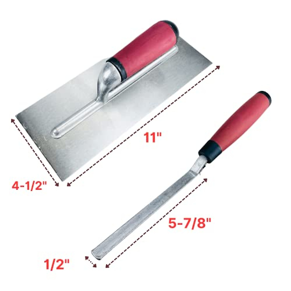 Wedge: 5 Piece Professional Masonry Trowel Set | Tempered Steel Blades | Contains 13" Brick Jointer, 6" Pointing Trowel, 7" Gauging Trowel, 11" Brick Trowel, 11" Plastering Trowel