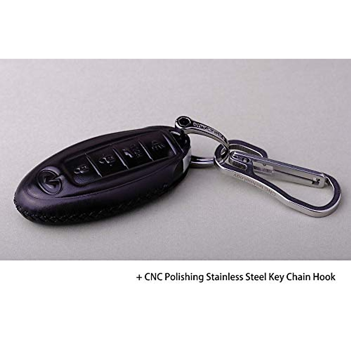 Cadtealir Calfskin Genuine Leather 2000-2018 Infiniti Infinity g35 qx56 fx35 q50 g37 m35 qx60 i35 qx80 q60 qx30 Key fob Cover case Holder only for 5 Buttons (4 Buttons)