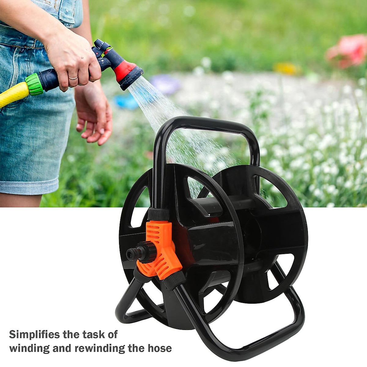 Garden Hose Holder Freestanding, Hose Reel Water Pipe Storage Rack ABS Single Arm Tool for Garden Car Washing Watering