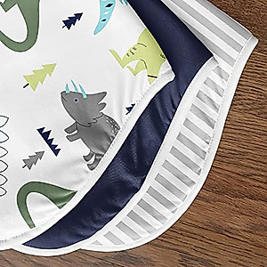 Sweet Jojo Designs Blue and Green Dinosaur Baby Boy Absorbent Burp Cloths for Infant Newborn - Grey Modern Boho Mod Dinosaurs - 3 Pack Set of Dribble Drool Cloths