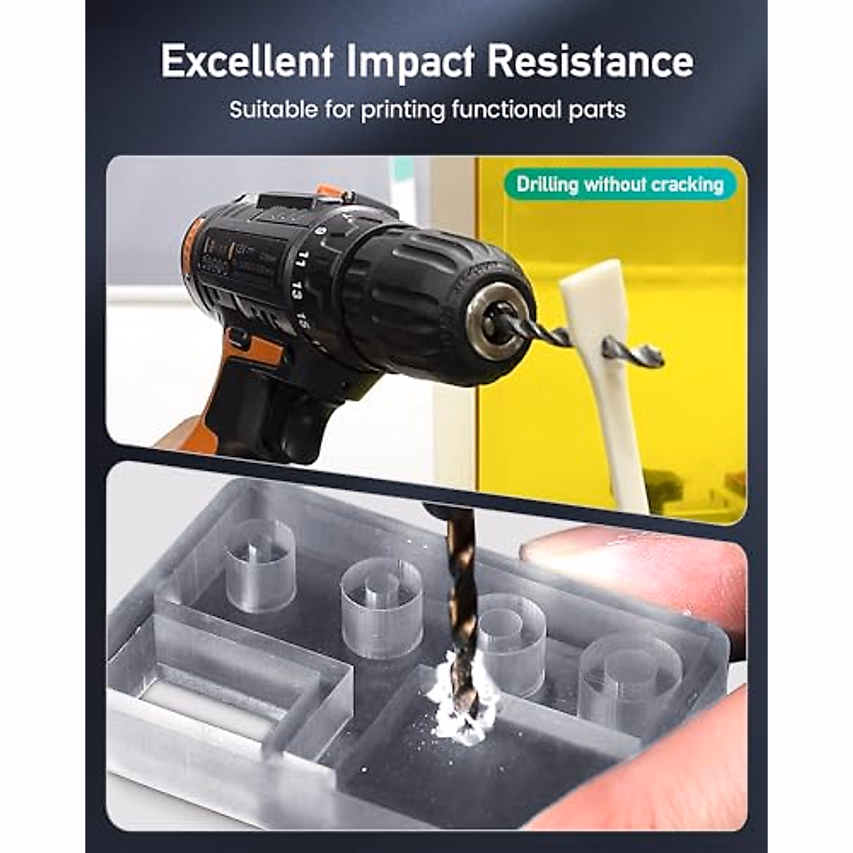 SUNLU ABS Like Resin 2000g, Strong Fast Curing 3D Printer Resin, 395 to 405nm UV Curing 3D Printing Liquid Photopolymer Resin, Non-Brittle and High Precision, 2kg, Grey