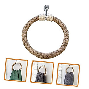 Veemoon Kitchen Rings Wooden Stand Wall-Mounted Bohemian Woven Decorative Accessories Hand Ring Bath Shower Design Storage Rope Bathroom Mount Holder Towel Bedroom Shape Rack Rustic