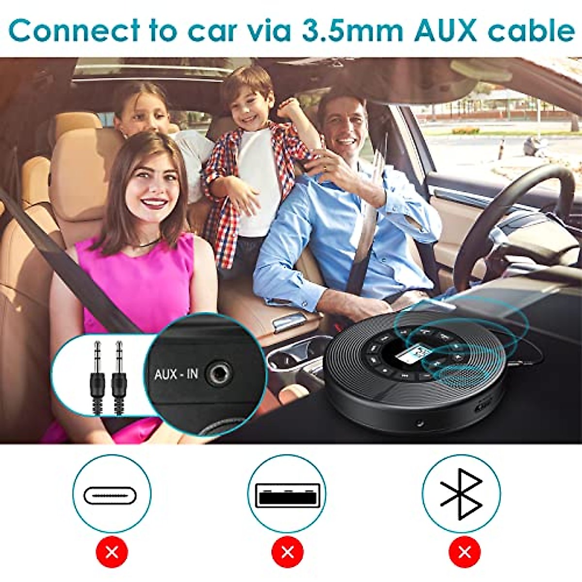 KOVCDVI Portable CD Player for Car Bluetooth CD Player with Speakers 1500mAh Rechargeable Battery Personal CD Players with Display Headphones Memory Function PROG Repeat Mode Supports USB MP3 AUX Play