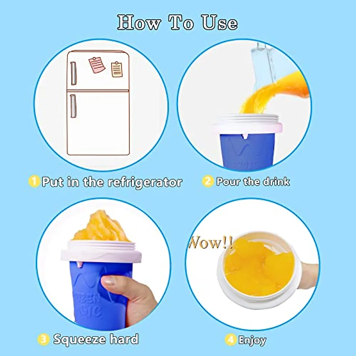 Slushy Maker Cup, Portable Slushie Maker Squeeze Cup, Magic Quick Frozen Slushie Cup, DIY Homemade Smoothie Cups Ice Cream Maker for Children and Family