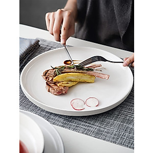 Kanwone Porcelain Dinner Plates - 10 Inch - Set of 6, White, Microwave and Dishwasher Safe Plates, White Dishes, Morden Plates