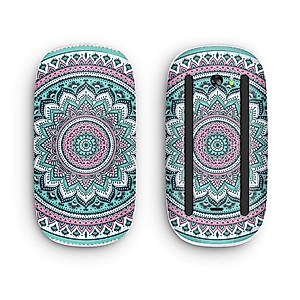 Design Skinz Green and Pink Circle Mandala v9 Vinyl Decal Compatible with The Apple Magic Mouse 2 (Wireless, Rechargable) with Multi-Touch Surface
