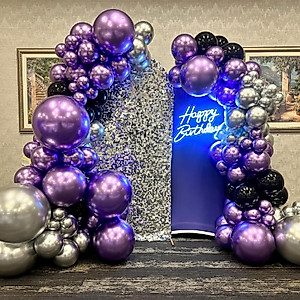 Metallic Purple Balloons, 100 Packs 5 Inches Chrome Purple Latex Balloons Small Purple Balloons Purple Party Decoration for Girls Women Birthday Baby Shower Wedding Graduation Butterfly Theme Party
