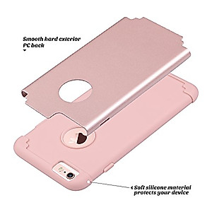 ULAK iPhone 6 Plus Case, iPhone 6S Plus Case, Slim Dual Layer Soft Silicone and Hard Back Cover Anti Scratches Bumper Protective Case for Apple iPhone 6 Plus / 6S Plus 5.5 inch - Rose Gold