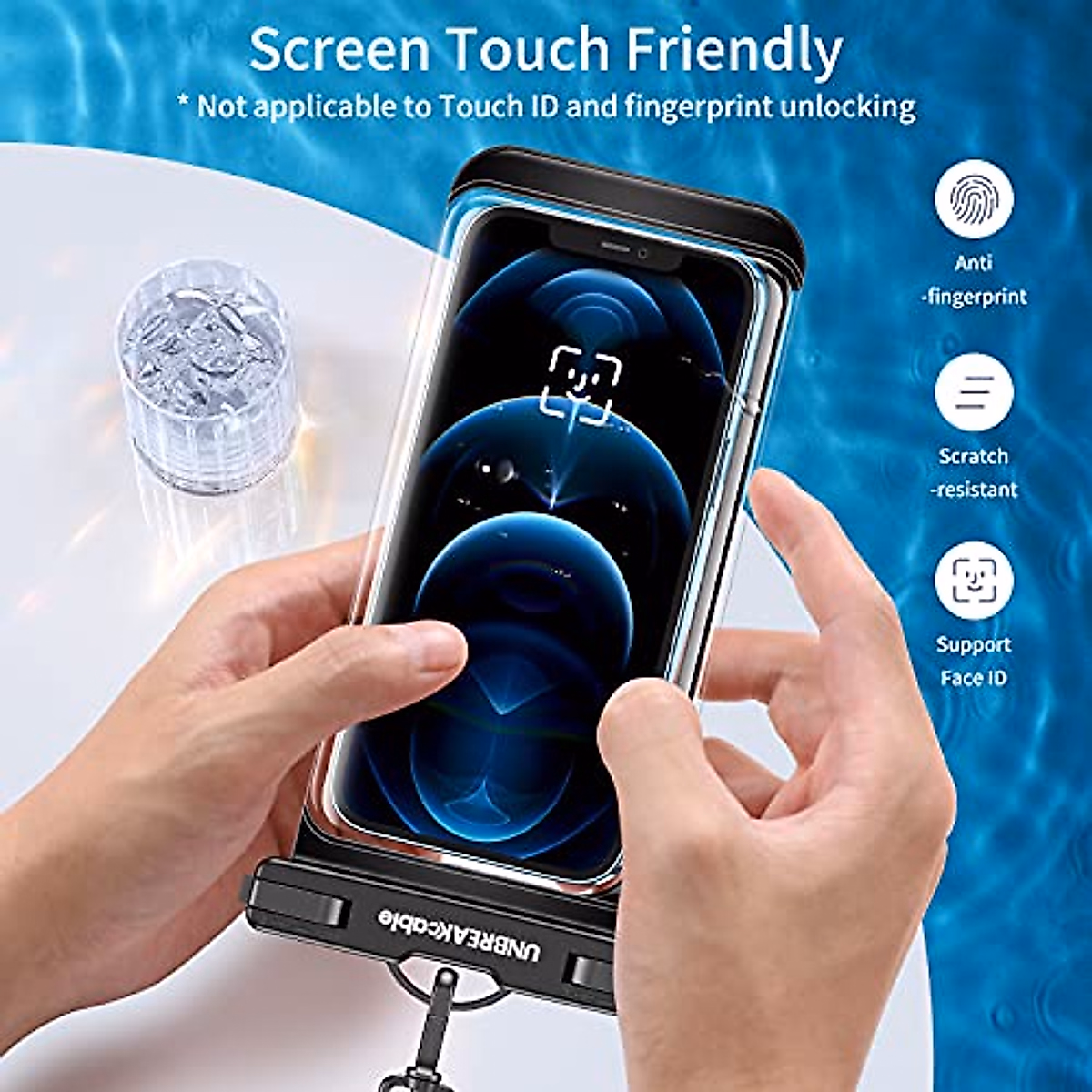 UNBREAKcable Waterproof Phone Pouch Case- 2 Packs[IPX8 Waterproof] [Sensitive Touch] [Up to 7"] Phone Holder Dry Bag Underwater Phone Case for iPhone 14 13 12 Pro Max Plus Mini, Samsung(Black+Black)