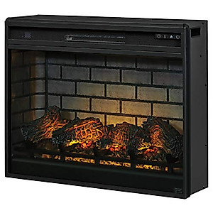 Signature Design by Ashley 30" Electric Fireplace Insert with LED, Remote Control, 7 Temperature and 5 Brightness Settings, Black