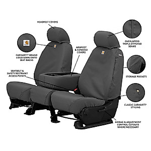 Covercraft Carhartt SeatSaver Custom Seat Covers for 2009-14 Ford F-150; 2011-16 F-250/F-350; 2015-16 F-450/F-550, SSC2412CAGY (1st Row Bucket Seats, Duck Weave Gravel)