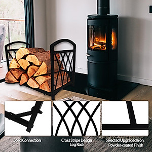 SCENDOR 17.5" Firewood Log Rack for Firewood, U-Shaped Heavy-Duty Iron Log Rack Stacking Rack Storage Rack Indoor Outdoor