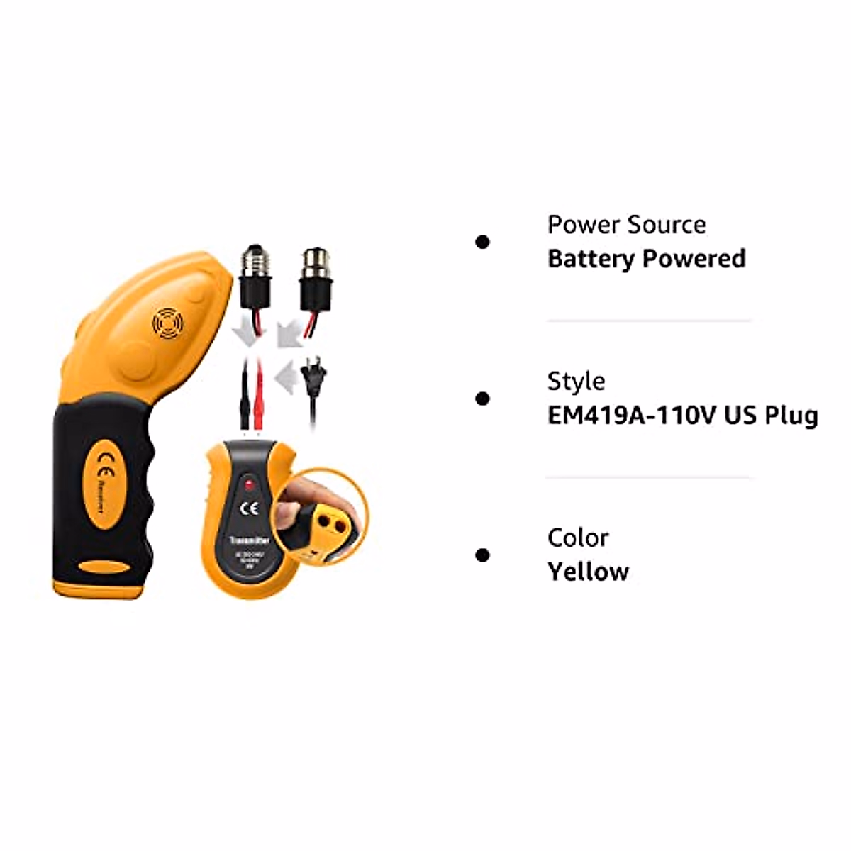 allsun AC 100-120V Circuit Breaker Finder,Miniature Circuit Detector,Non-Contact Voltage Sensor LED Auto-Sensing Receiver Transmitter,Locate AC Circuits/Fuses Socket Plugs