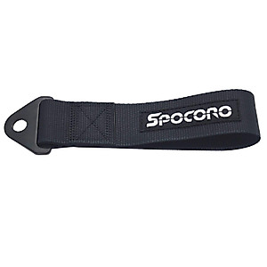 Spocoro Car Racing Tow Strap,Front or Rear Bumper Tow Strap Black (Pack of 1)