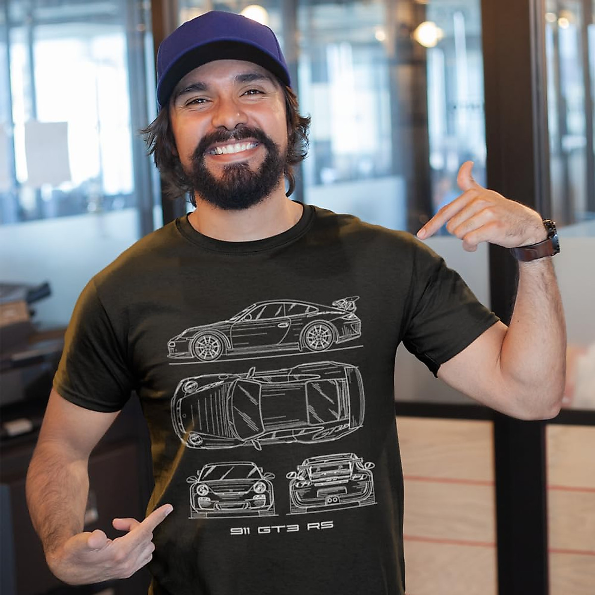 911 Mens T-shirt GT3 RS Racing Sports Car Luxury Tee Shirt Vintage Design Fast Navy XL 161