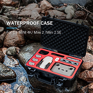 Tomat Mini 4K Case Waterproof Hard Carrying Case for DJI MINI 4K/Mini 2 /Mini 2 SE Fly More Combo Accessories