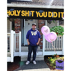 Holy Shit You Did It Large Banner, 2022 Graduate Banner, Black Funny Graduation Lawn Sign Porch Sign, Graduation Party Decorations, Indoor Outdoor Backdrop 8.9 x 1.6 Feet