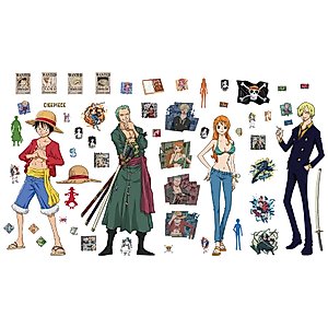 RoomMates RMK5438SCS One Piece Straw Hat Crew Wall Decal, Brown