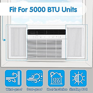 Air Jade Window Air Conditioner Side Panels with Frame, Window AC Side Panel Set for 5,000 Btu Units, Room Air Conditioner Accordion Filler Curtain Replacement Kit