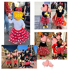 Red and White Polka Dots Tutu for Girls Princess Ballet Tulle Tutu Dress-Up Birthday Christmas Tutu Costume 3-8Y