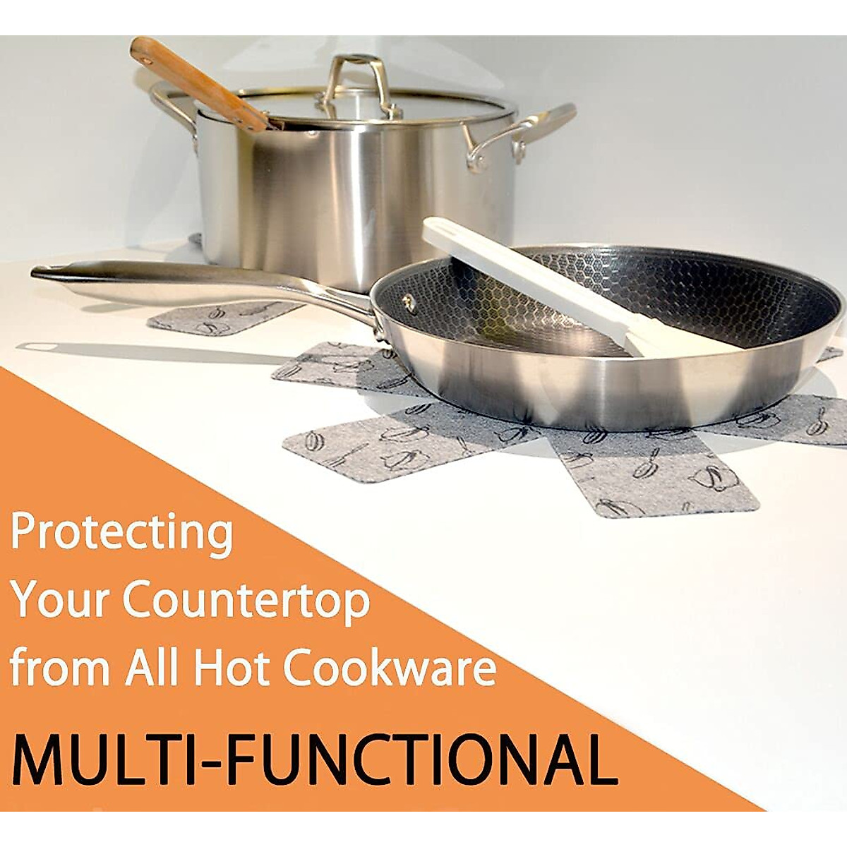 KitWinner Felt Pan Protectors, Pan Separators for Stacking All Clad to Prevent Scratching, Anti Slip Felt Pot Separators for Non-Stick Pans Cookware Accessories Set of 12