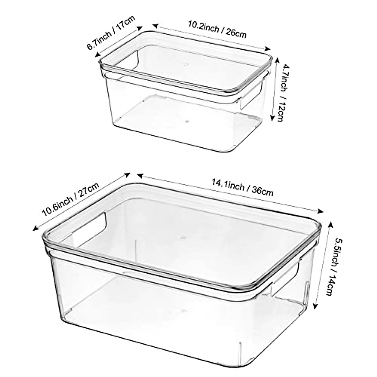 loobuu Plastic Clear Storage Bins with Lid, Stackable Pantry Organizer Box Bin Containers for Organizing Wardrobe Clothes, Fridge, Pantry Cabinet, Fruit, Vegetables, Bathroom Supplies 3 Pack