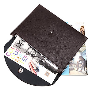 BTSKY PU Leather Expanding File Folders-13 Pockets A4 Letter Size Paper File Folder Accordion Business Document Organizer with Fasteners and Tabs (Brown)