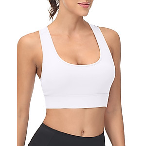 UrKeuf Women's Sports Bra Wirefree Padded Support Yoga Bras Gym Workout Running Tank Tops