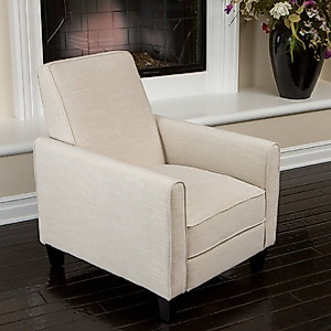 Christopher Knight Home Darvis Fabric Recliner Club Chair, Light Beige 34D x 26.75W x 36.25H in