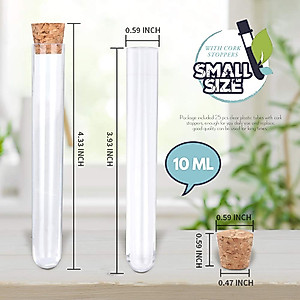 HNYYZL 25Pcs Clear Plastic Test Tubes with Cork Stoppers, 15x100mm 10ml, Good Seal for Jewelry Seed Beads Powder Spice Liquid Storage, Lab Use or Decoration