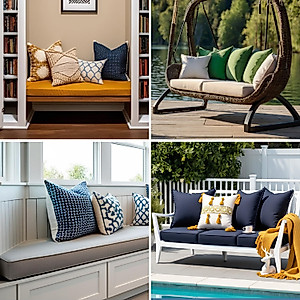 FRZVXCW Custom Bench Cushion, Indoor Furniture Window Seat Cushion with Non-Slip Bottom, Bench Cushions Custom Size, Bench Pad Cushion, Custom Outdoor Cushions, Optional Waterproof Addition Piping