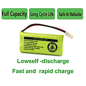 Kruta BT166342 BT266342 Battery 2.4V 800mah Replacement Battery Pack Compatible with for BT183342 BT283342 BT162342 BT262342 VTech CS6114 CS6419 CS6719 at&T EL52300 CL80111 Cordless Phone (Pack 4)
