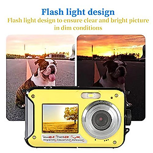 TOUMENY Waterproof Digital Camera, Full Hd 2.7K 48Mp16X Digital Zoom Video Recorder, Self-Timer Dual Screen