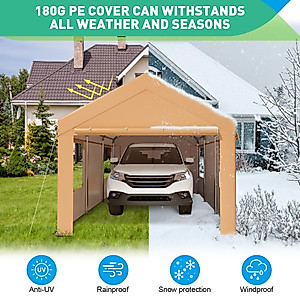 GarveeLife 12x20FT Carport, Portable Garage with Sidewalls, Doors and Ventilated Windows, UV Resistant and Waterproof, Heavy Duty Carport for Car, Bike, Boat, Party (Yellow)