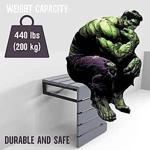 Folding Wall Mounted Teak Wood Handmade Shower Seat, Inside Shower Bathroom Stool for Seniors Disabled Pregnant Handicapped, Foldable Water Resistant Outdoor Bench (Gray)