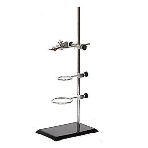 Laboratory Retort Support Stand for Titration Extraction - XMWangzi, with a Burette Clamp and 2 Flask Ring Clamps, Used in Chemistry or Physics Lab (RodLength 16'')