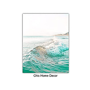 Tropical Summer Wall Art Set - 8x10 Nautical Ocean Poster Prints for Beach House Decor, Home Decoration - Cool Chic Gift - Unframed Nautical Photo Pictures - Flamingo, Palm Tree, Wave, Water