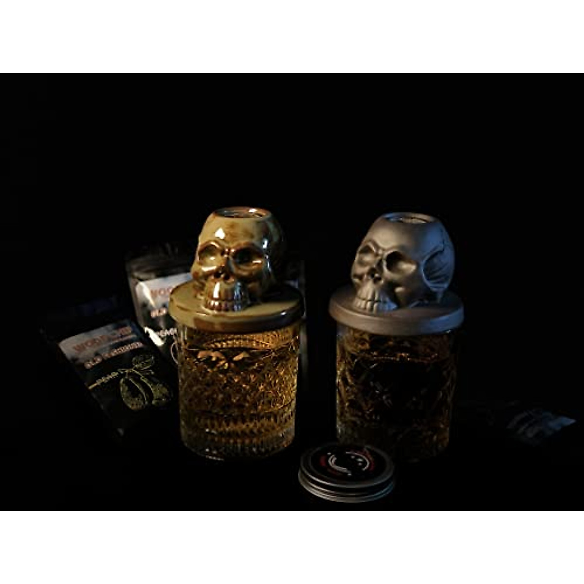 HANDMADE Skull Cocktail Smoker Kit - 6 Flavor Wood Chips Old Fashioned Drink Smoker Infuser Kit. Whiskey Lovers Gift &Father Day's Gift.(Brown)