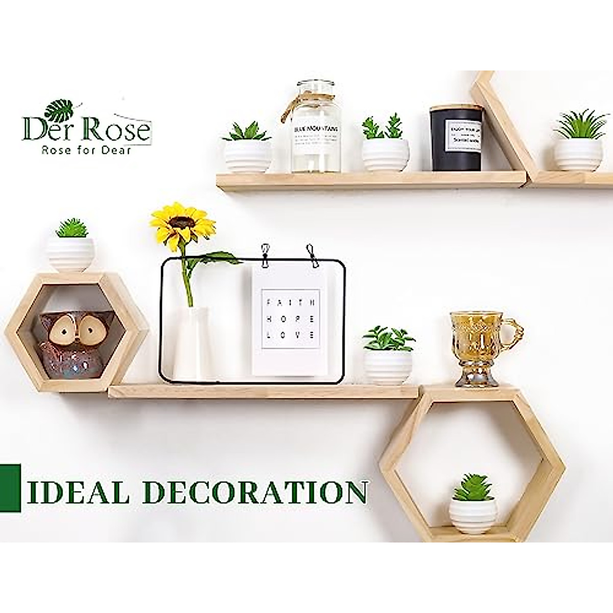 Der Rose Set of 6 Succulents Plants Artificial in Pots Small Fake Plants for Bedroom Aesthetic Living Room Office Shelf Bathroom Decor