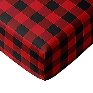 Crib Sheets for boy Girl - 100% Cotton Fitted Crib Sheet Set - Perfect for Baby Boys, Fits Standard Toddler Mattress (Buffalo Plaid)