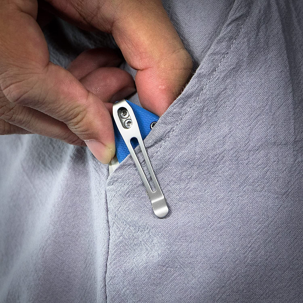 KUBEY Vagrant KU291 Folding Knife, Everyday Carry Pocket Knives 3" AUS10 S.S and G10 Handle with Deep Carry Clip Outdoor Knife for Men and Women (Blue)