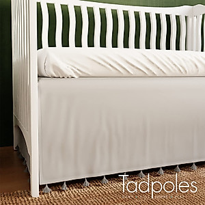 Tadpoles Crib Skirt with Tassel | 28" x 52" with a 14" Drop | Made of 100% Softly Brushed Microfiber Polyester | Easy to Care for | Soft, Smooth, Breathable & Durable | Ideal for Babies | Grey